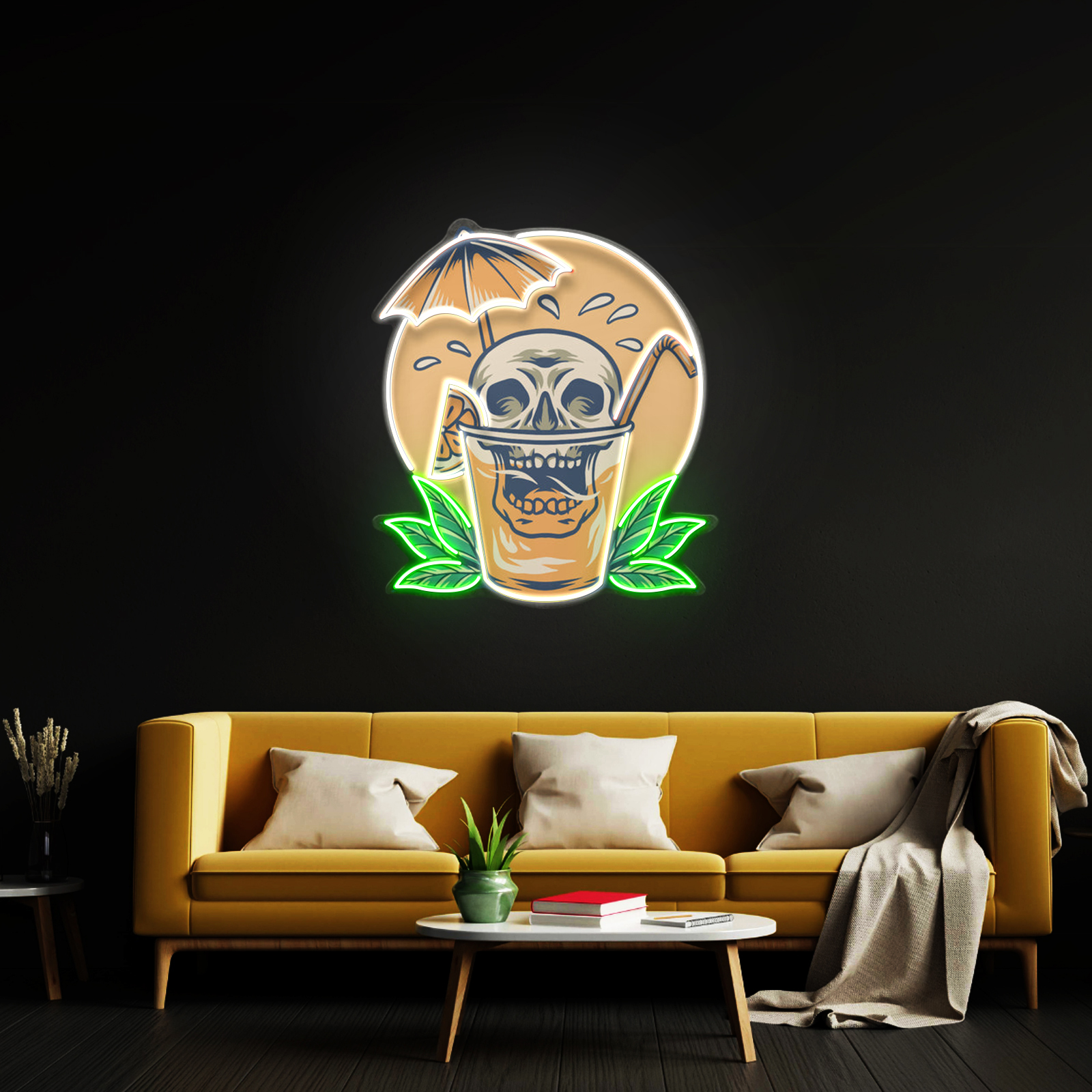 Skull Pineapple: A Bold and Fun Neon Sign for Your Living Room